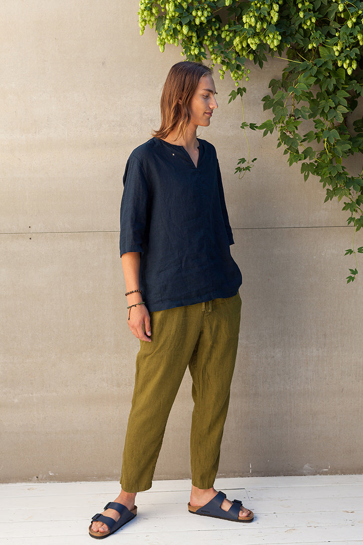FICUS Linen Tapered Cropped Pants | Manufacture de Lin