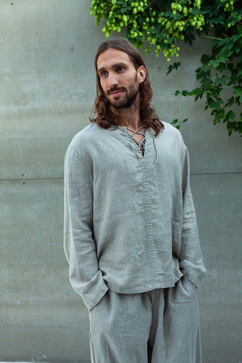 TARASA men's linen tunic shirt | Manufacture de Lin